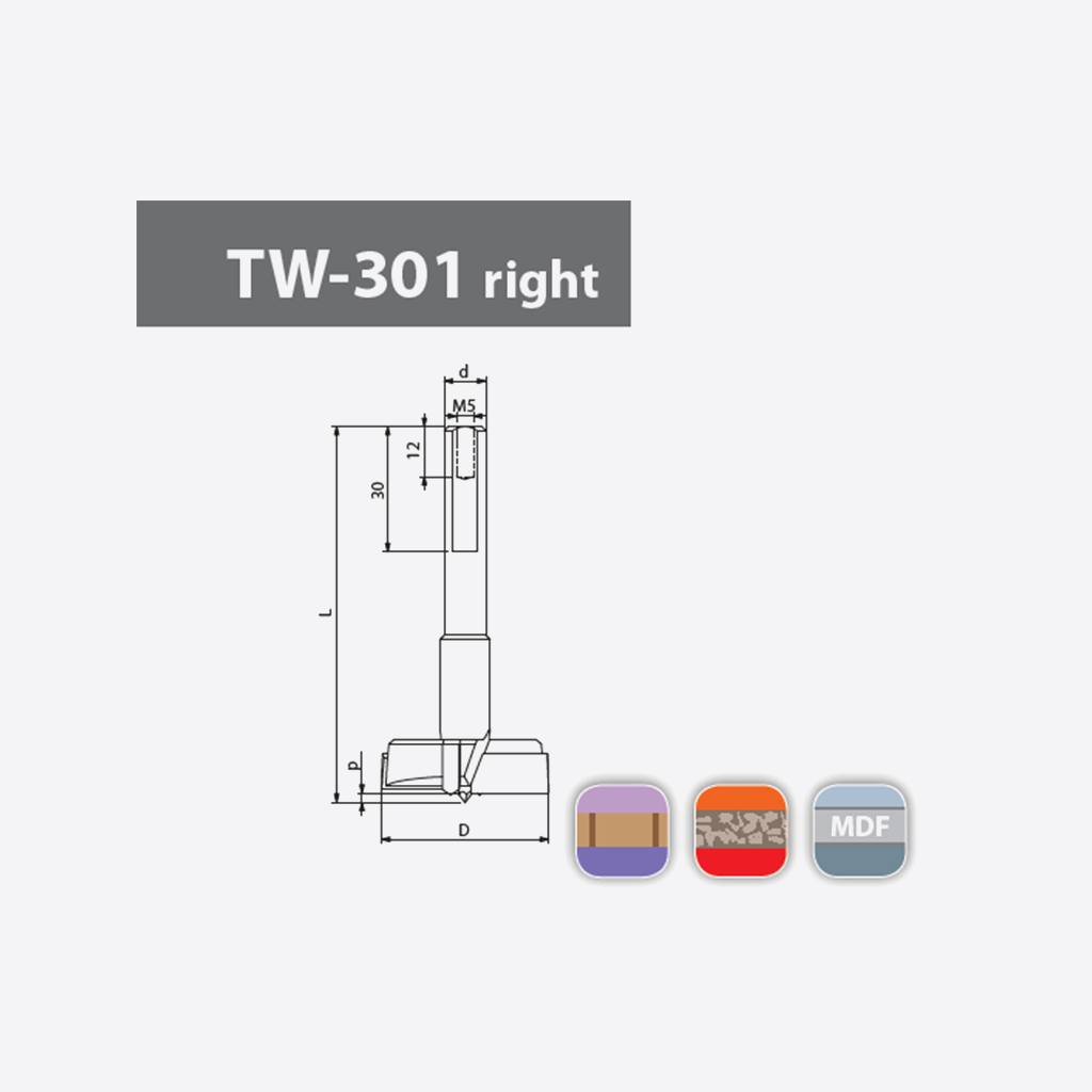 Cylinder boring bits with carbide tips 20 x 57 x 8